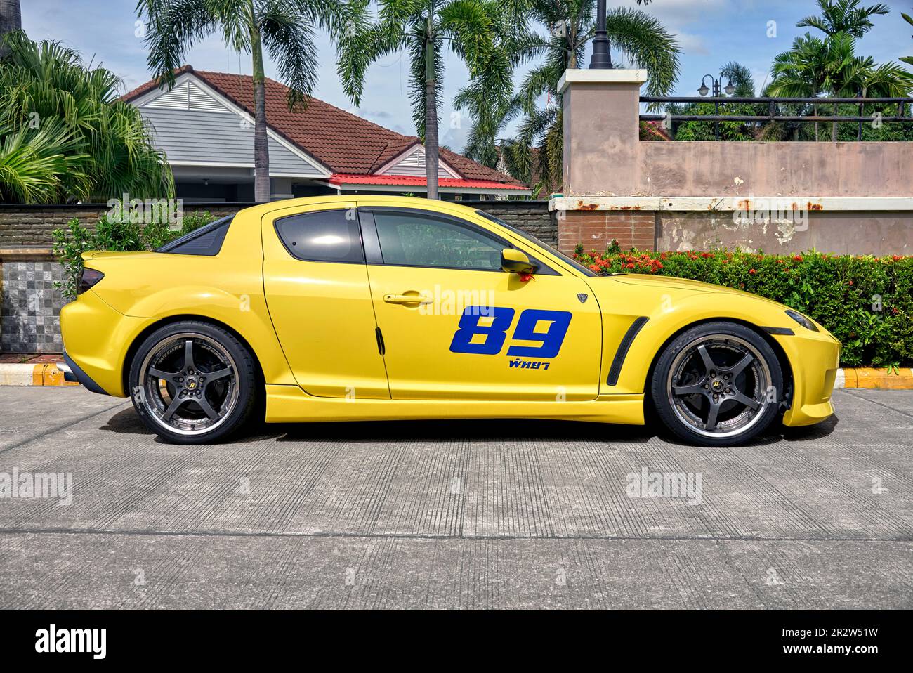 Mazda RX7 yellow car, sports cars Stock Photo - Alamy