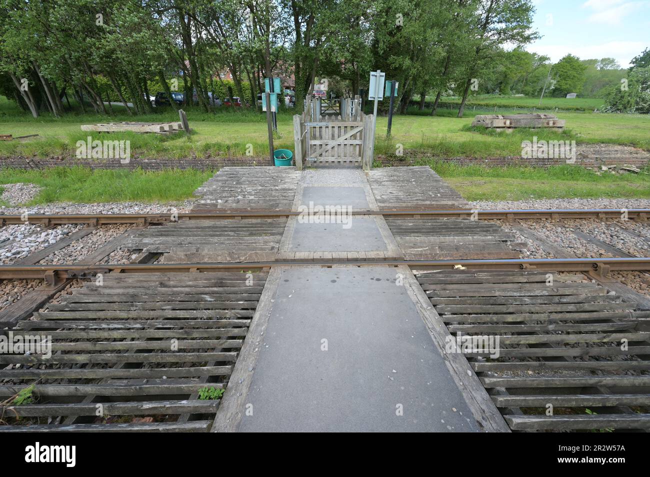A pedestrian track crossing on an English railway Stock Photo - Alamy