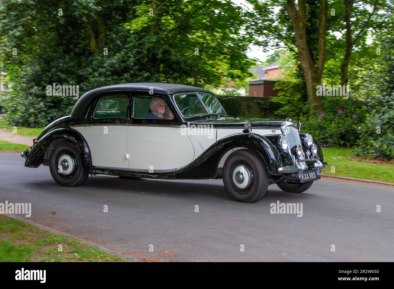 1949 40s forties Black White British RILEY RMA 1496cc Petrol saloon; at ...