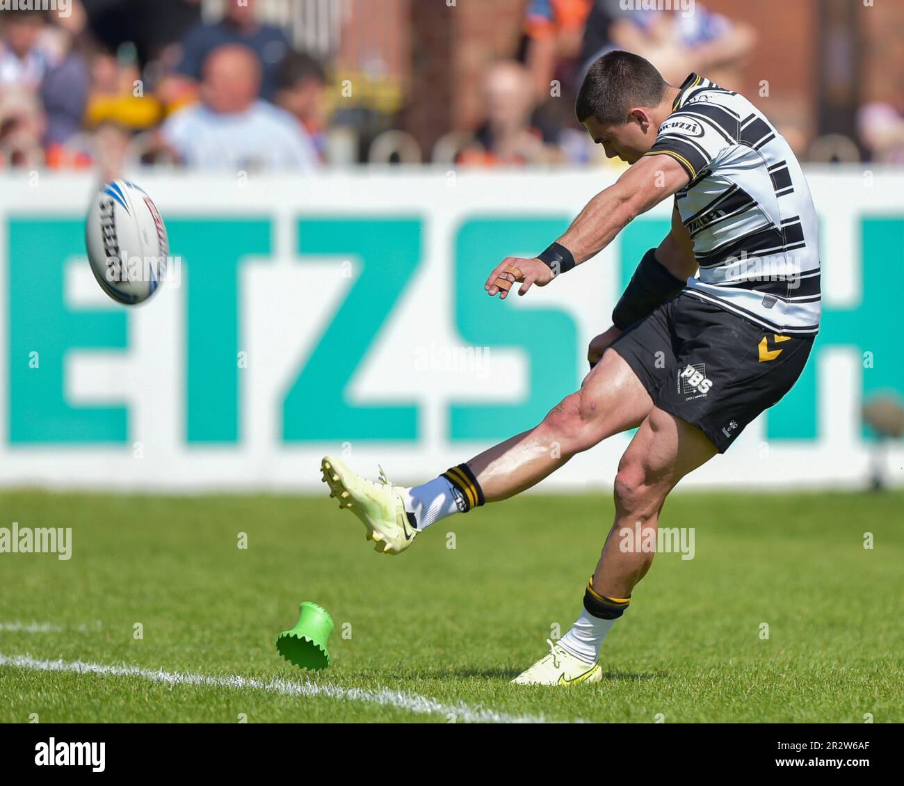 Jake Clifford #7 of Hull FC kicks a conversion during the Betfred ...