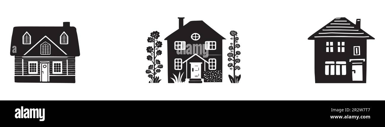 Set of rustic cottage motif in homestead vintage style. Vector ...
