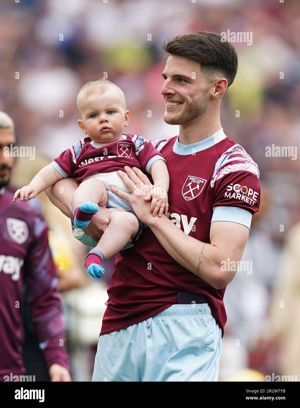 West Ham United's Declan Rice with his son Jude after the Premier ...