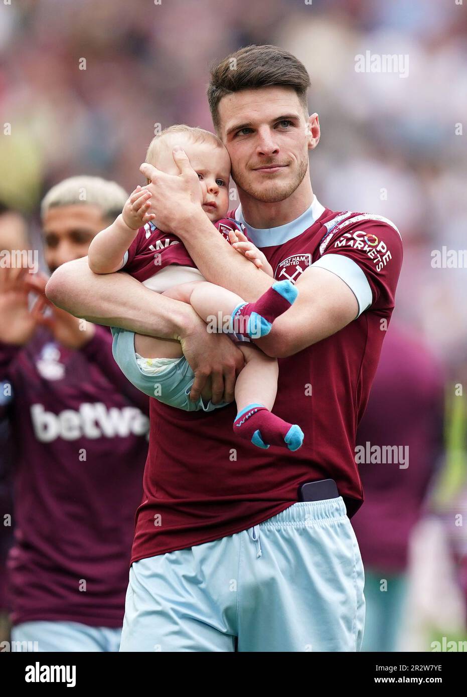 West Ham United's Declan Rice with his son Jude after the Premier ...