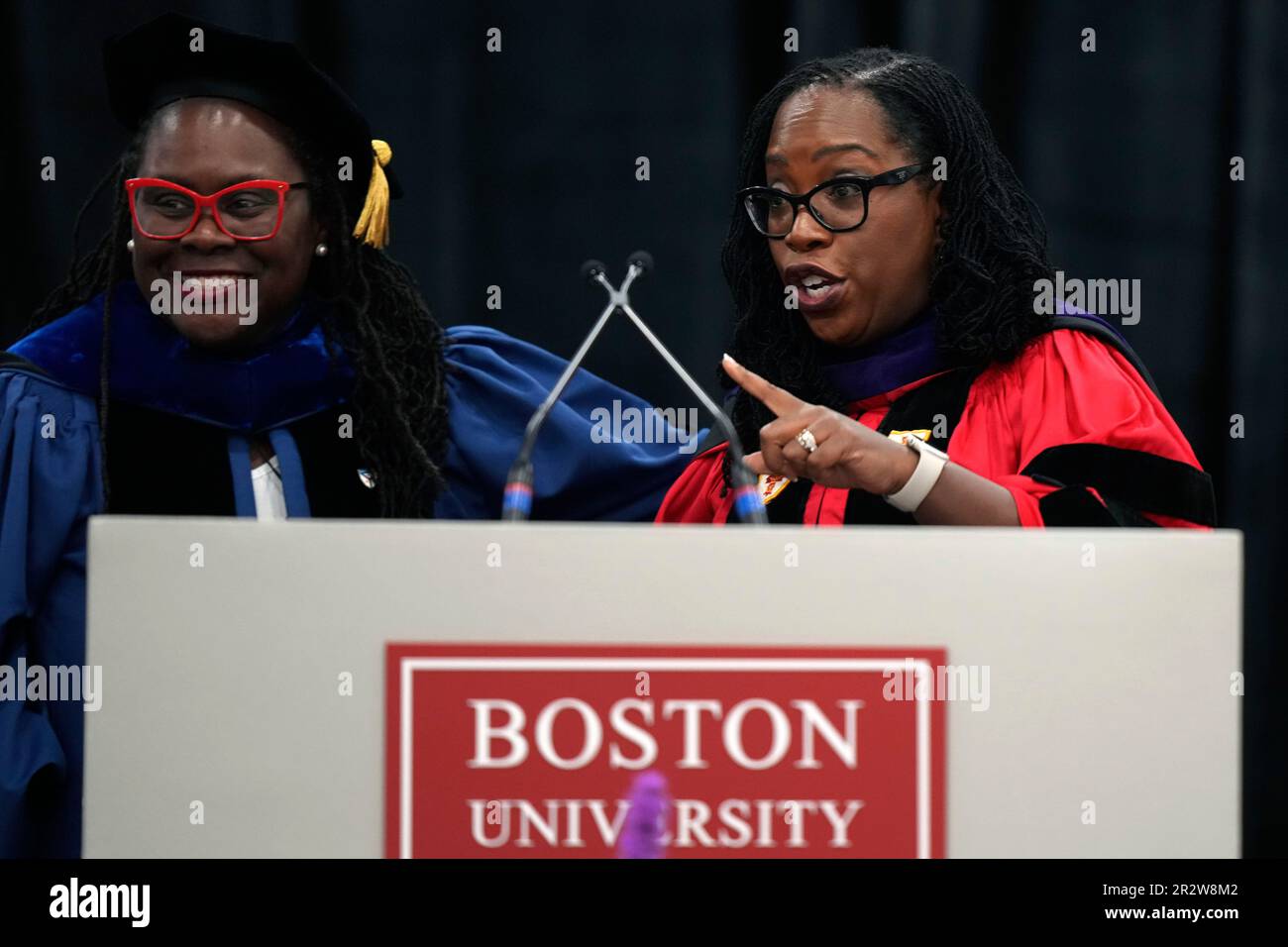 Supreme Court Associate Justice Ketanji Brown Jackson, right, addresses ...
