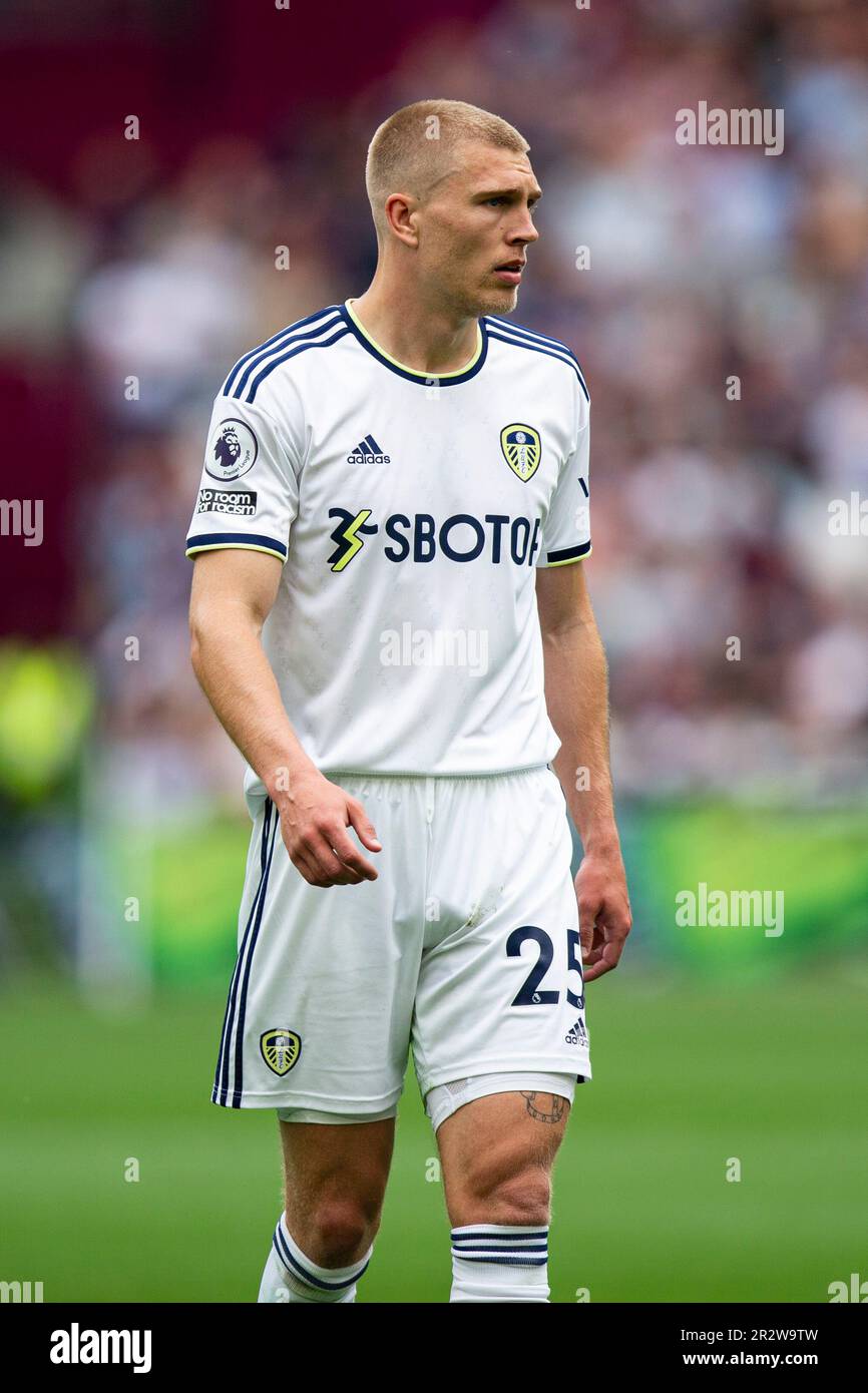 London, UK. 21st May, 2023. Rasmus Kristensen of Leeds United in action ...