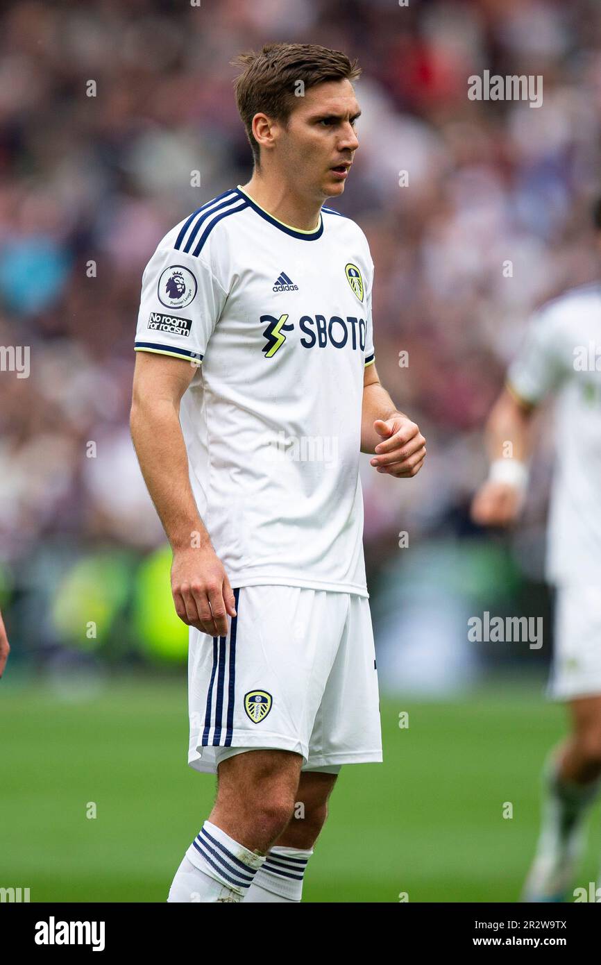 London, UK. 21st May, 2023. Max Wöber of Leeds United in action ...