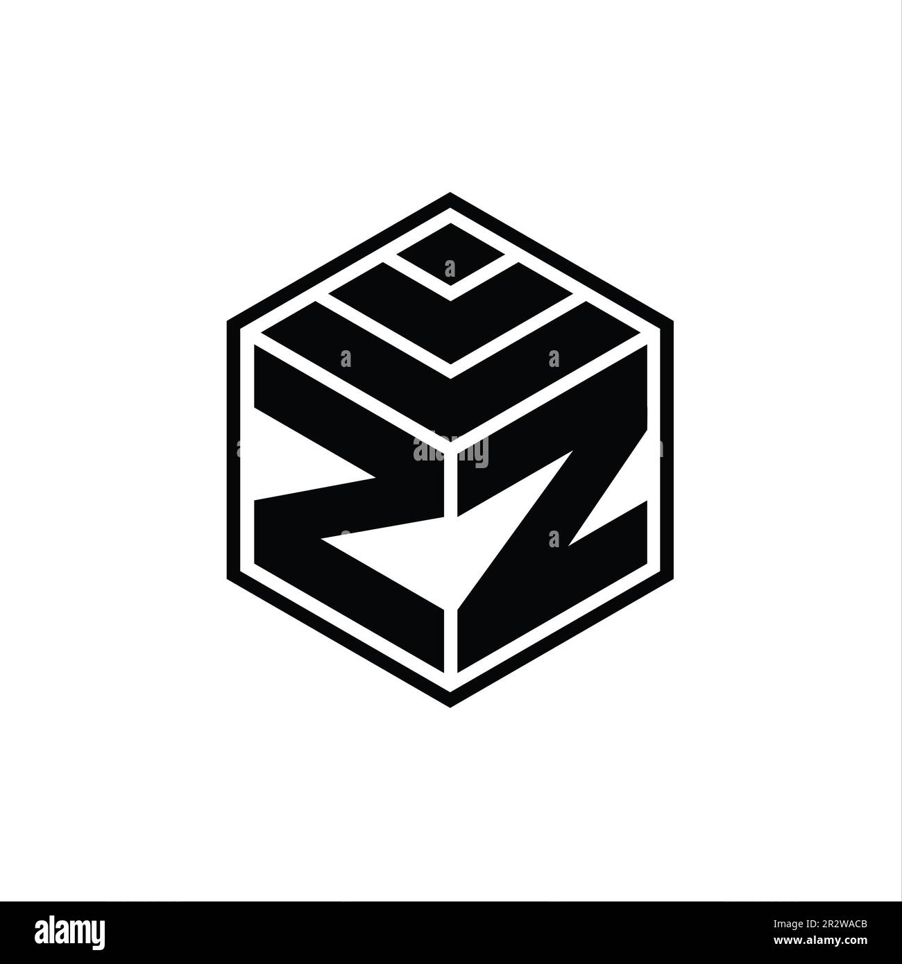 ZZ Logo monogram with hexagon geometric shape isolated outline design ...