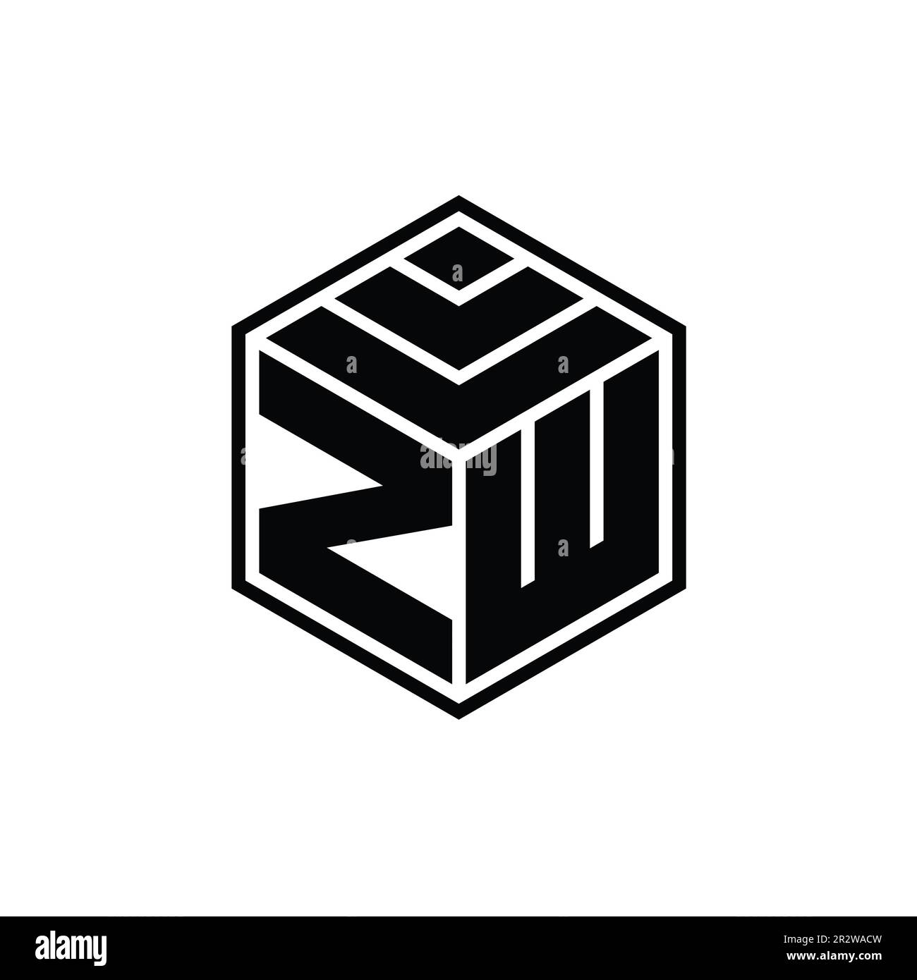 ZW Logo monogram with hexagon geometric shape isolated outline design ...