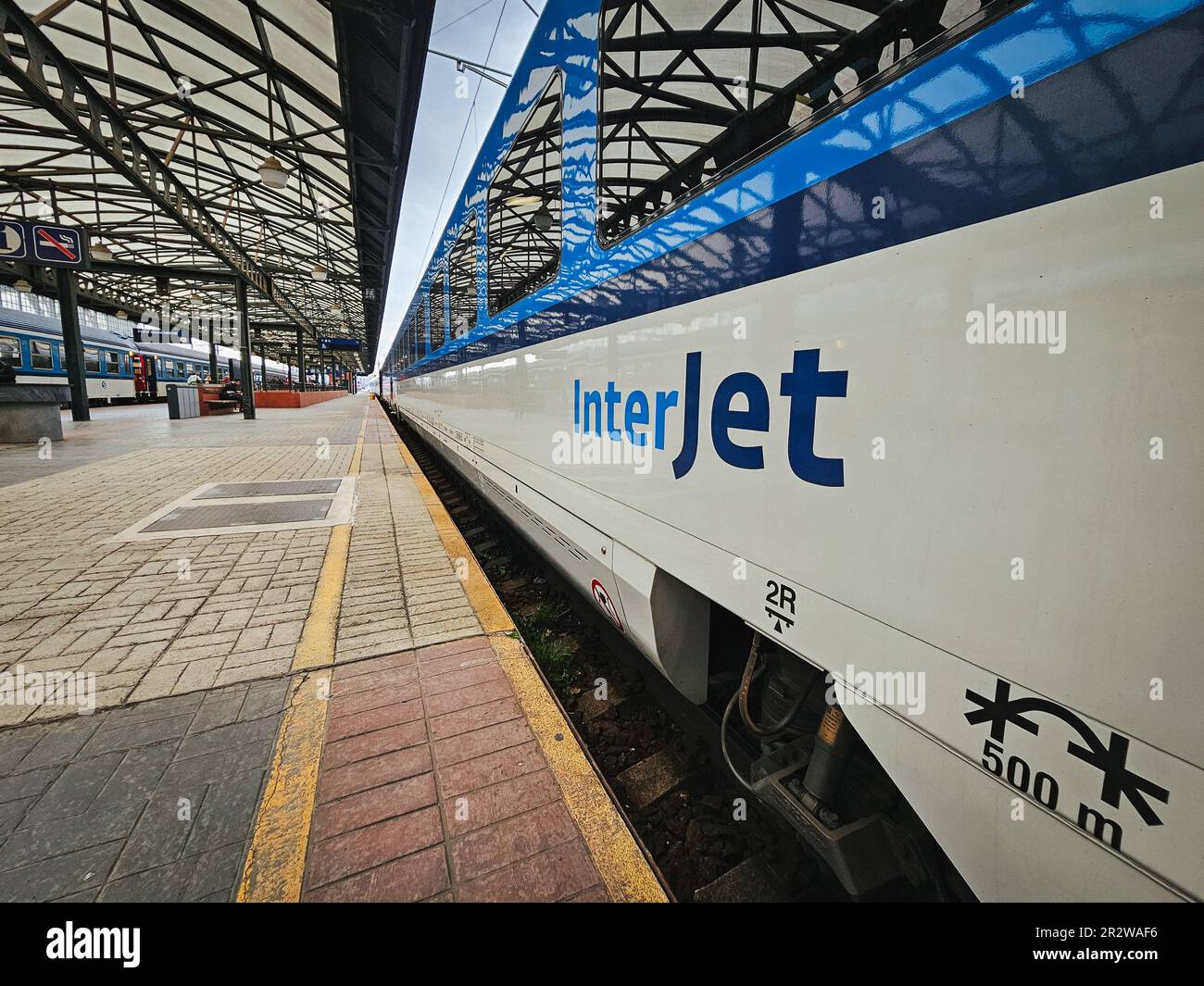 InterJet train operated by company Ceske Drahy at Prague main railway ...