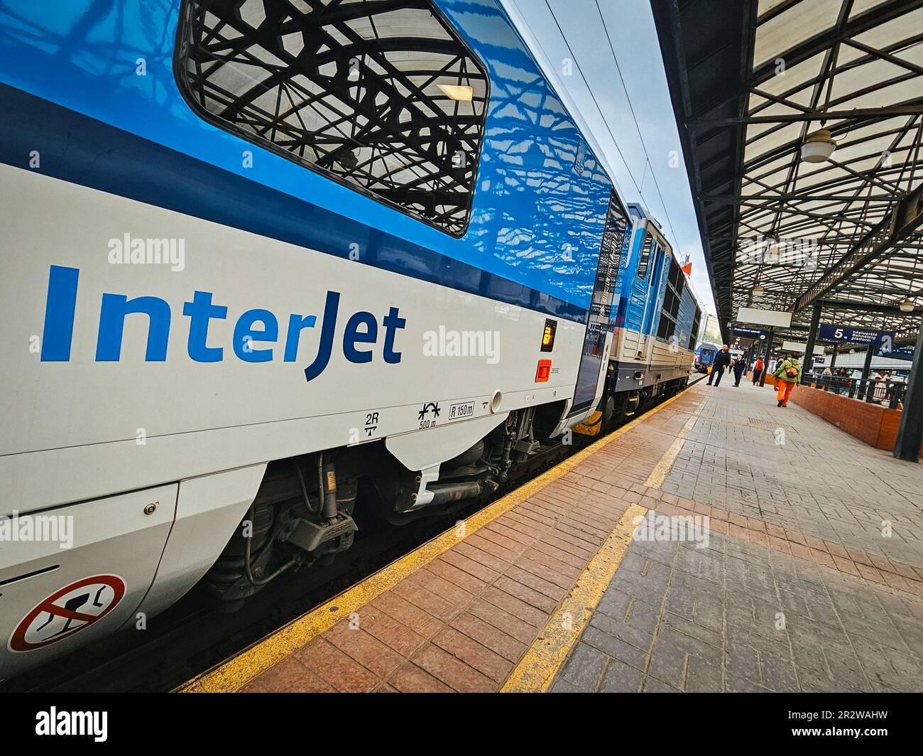 InterJet train operated by company Ceske Drahy at Prague main railway ...