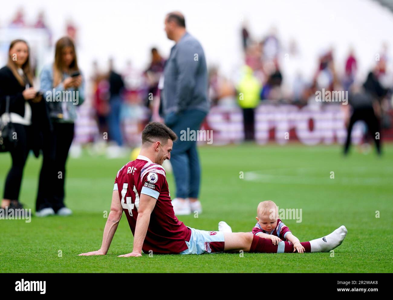 West Ham United's Declan Rice and his son Jude at the end of the ...