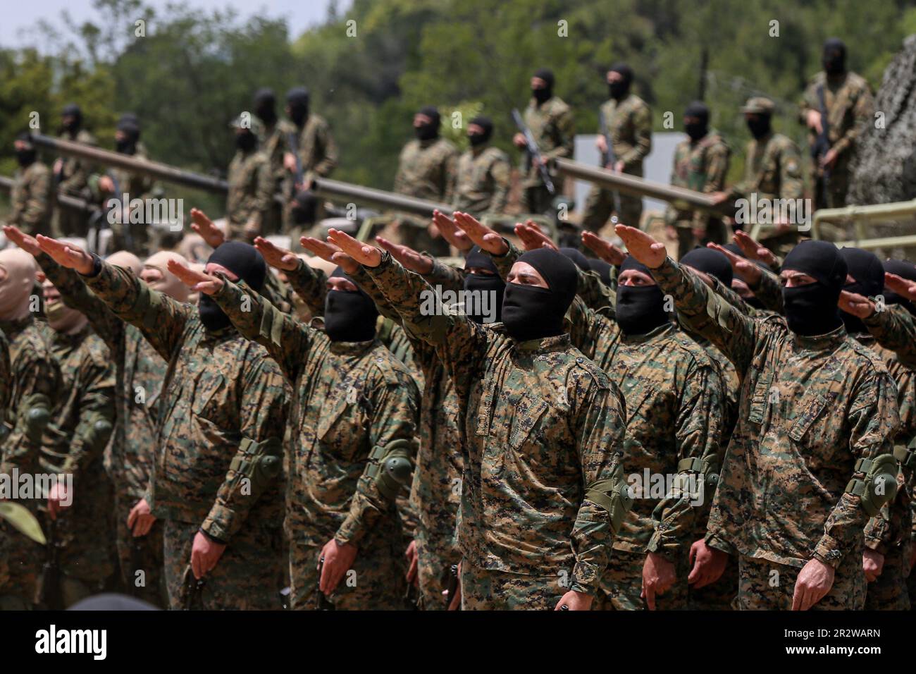 Aramta, Lebanon. 21st May, 2023. Pro-Iranian Hezbollah fighters take ...