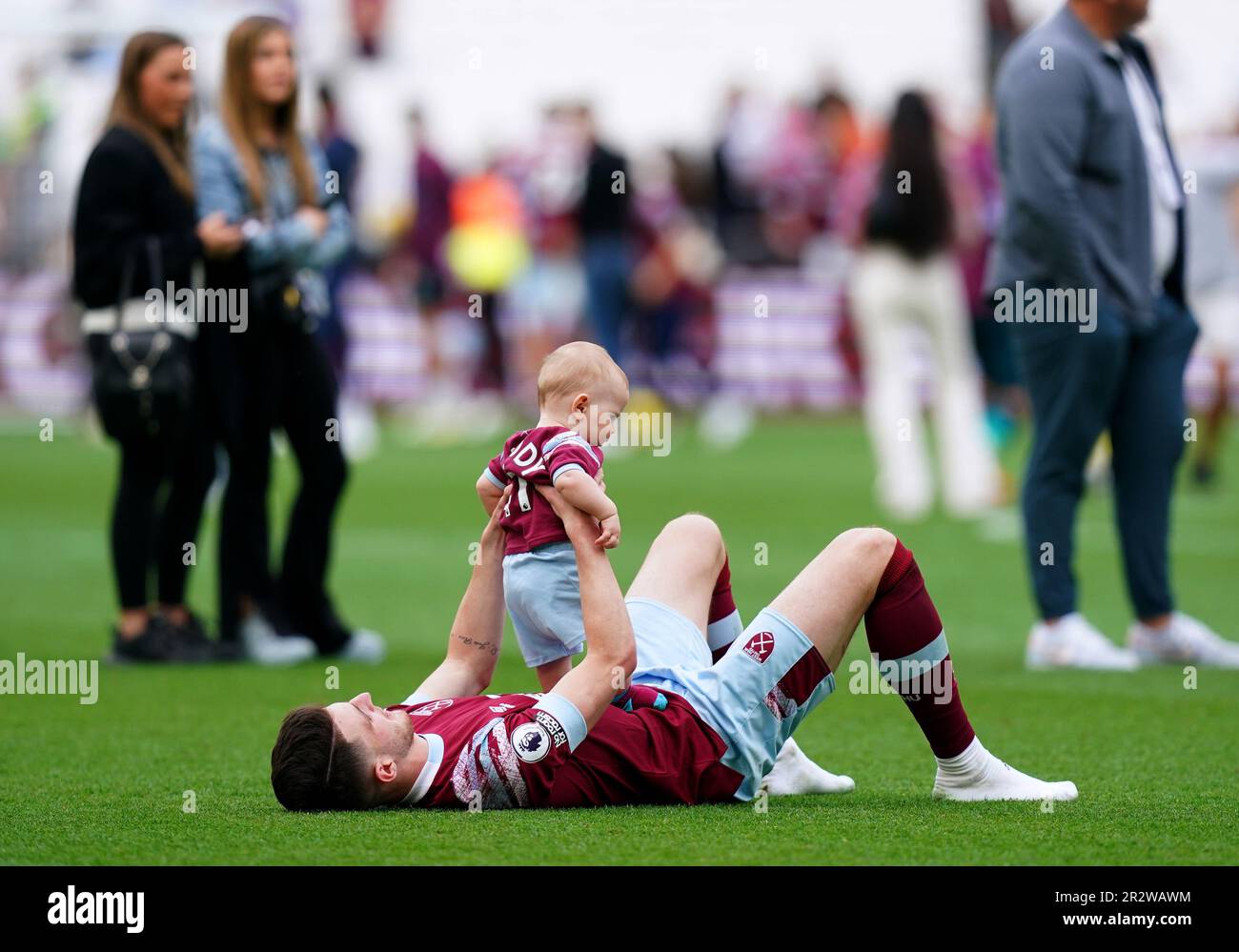West Ham United's Declan Rice and his son Jude at the end of the ...