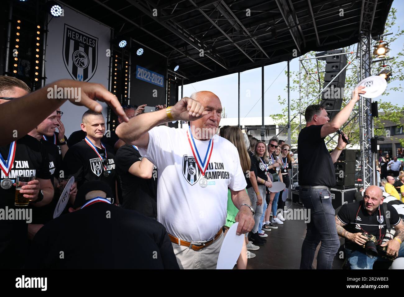 ALMELO - Former football player Arend Steunenberg is honored during the ...