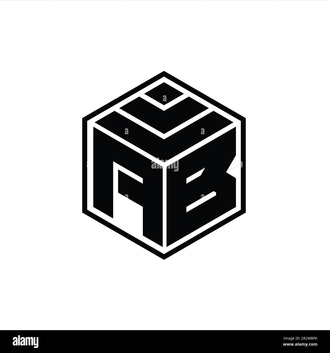 AB Logo monogram with hexagon geometric shape isolated outline design ...