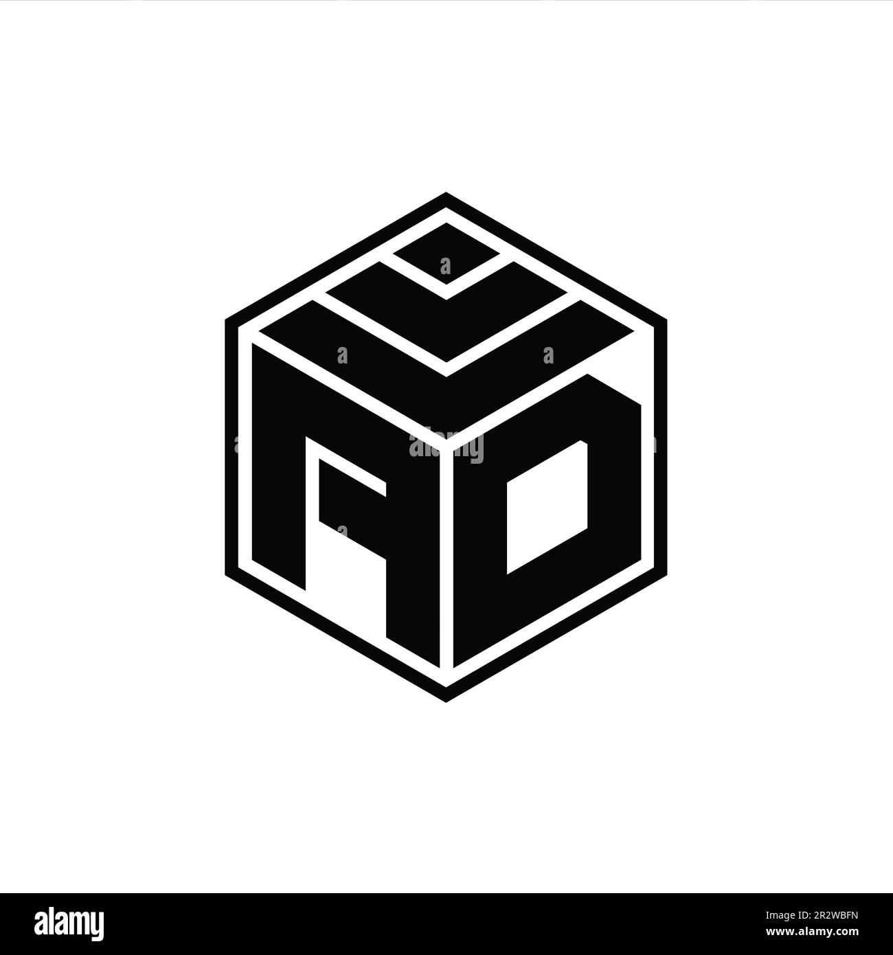 AD Logo monogram with hexagon geometric shape isolated outline design template Stock Photo - Alamy