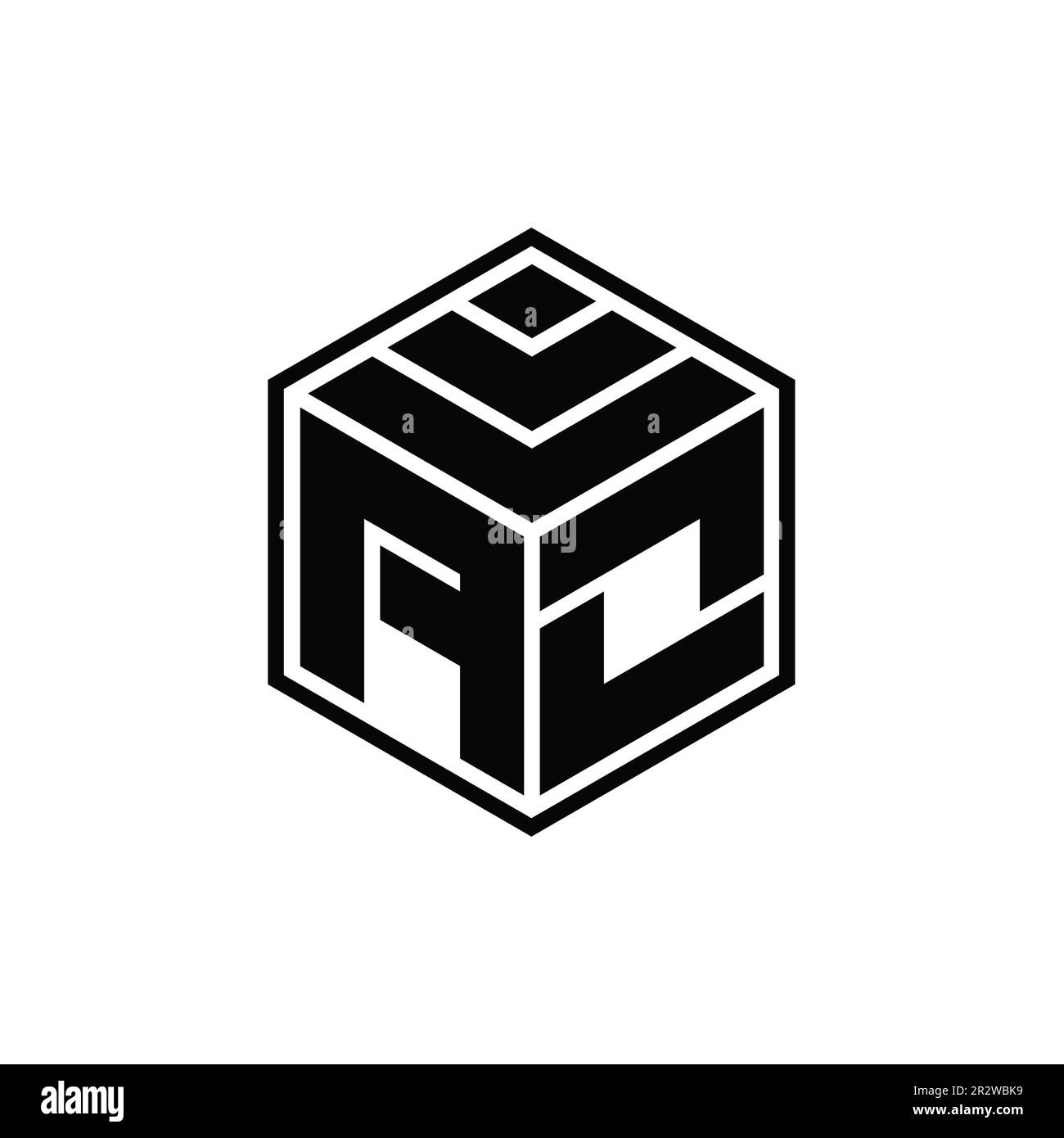 AO Logo monogram with hexagon geometric shape isolated outline design ...