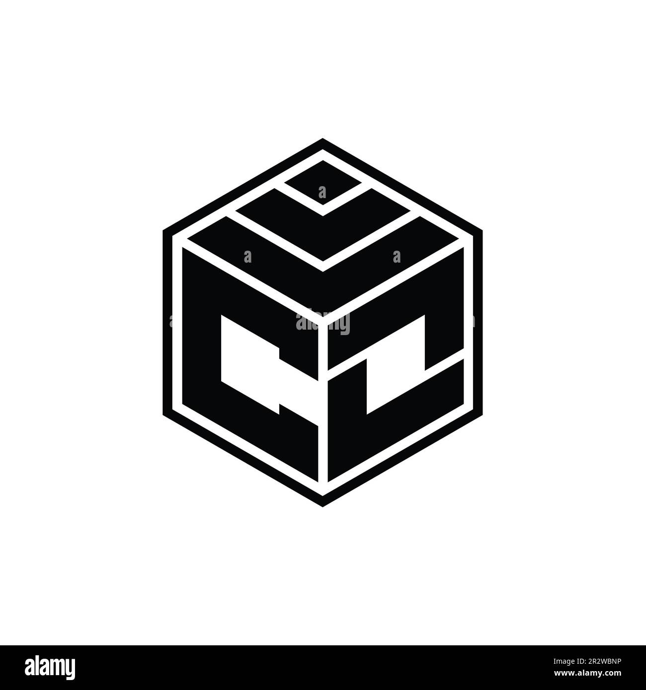 CO Logo monogram with hexagon geometric shape isolated outline design ...