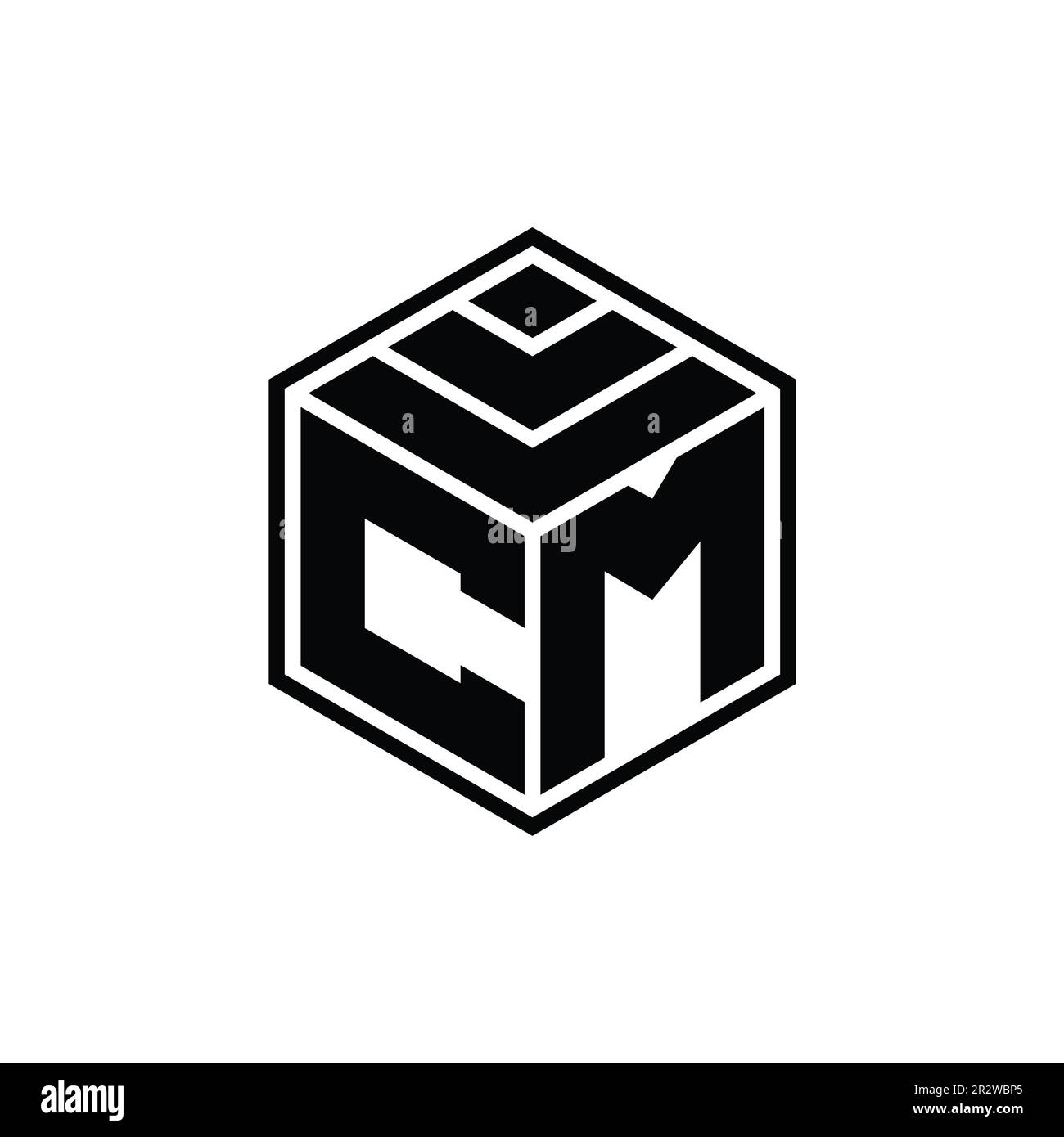 CM Logo monogram with hexagon geometric shape isolated outline design ...