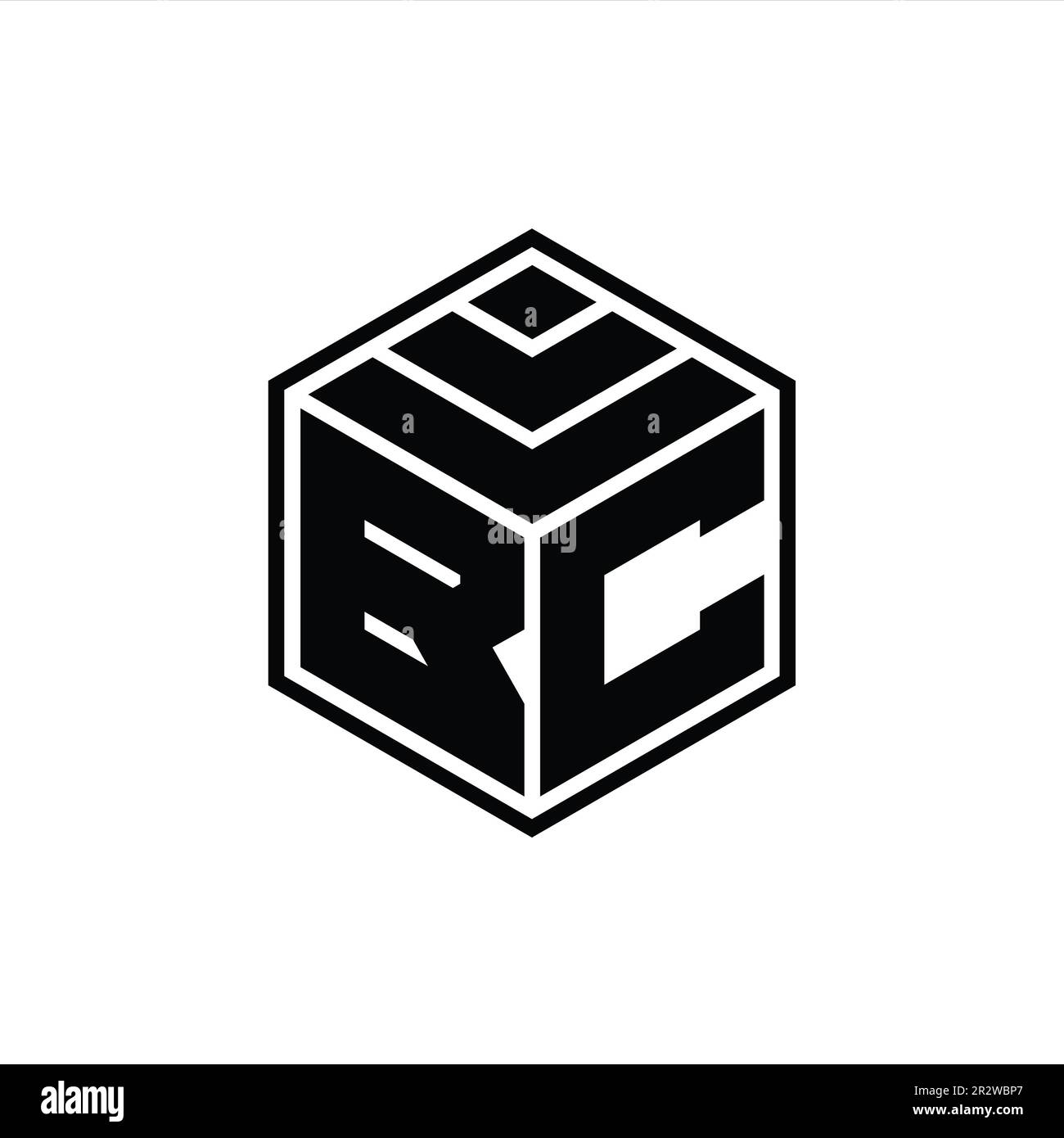 BC Logo monogram with hexagon geometric shape isolated outline design ...