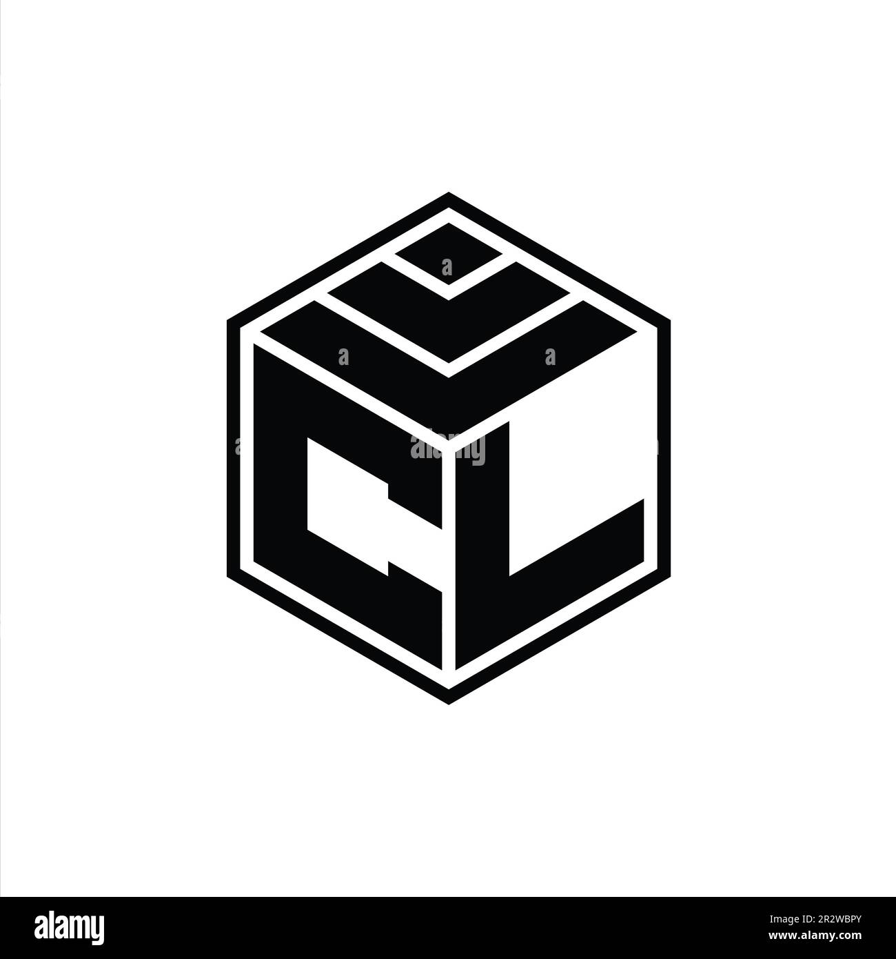 CL Logo monogram with hexagon geometric shape isolated outline design ...
