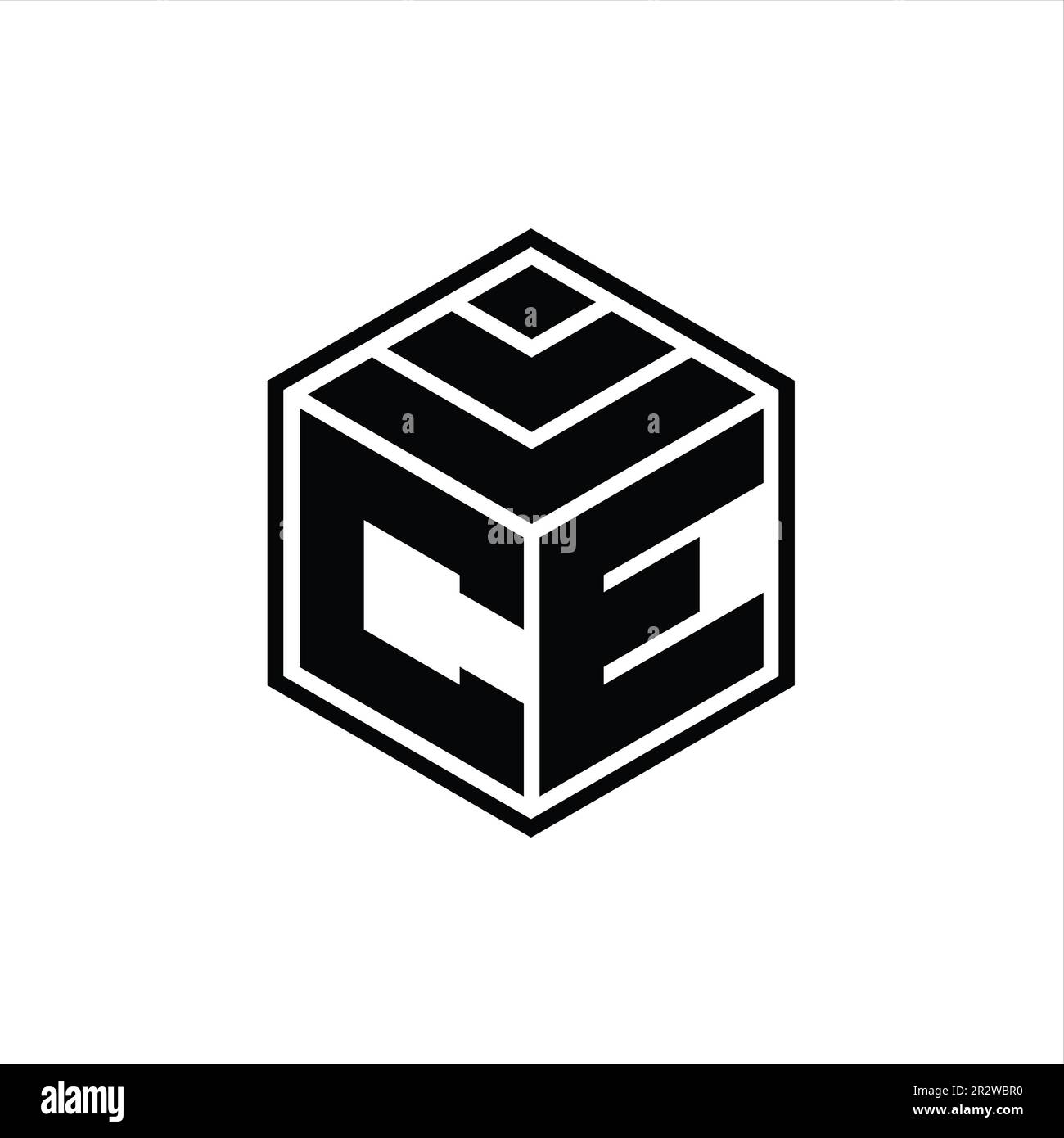 CE Logo monogram with hexagon geometric shape isolated outline design ...