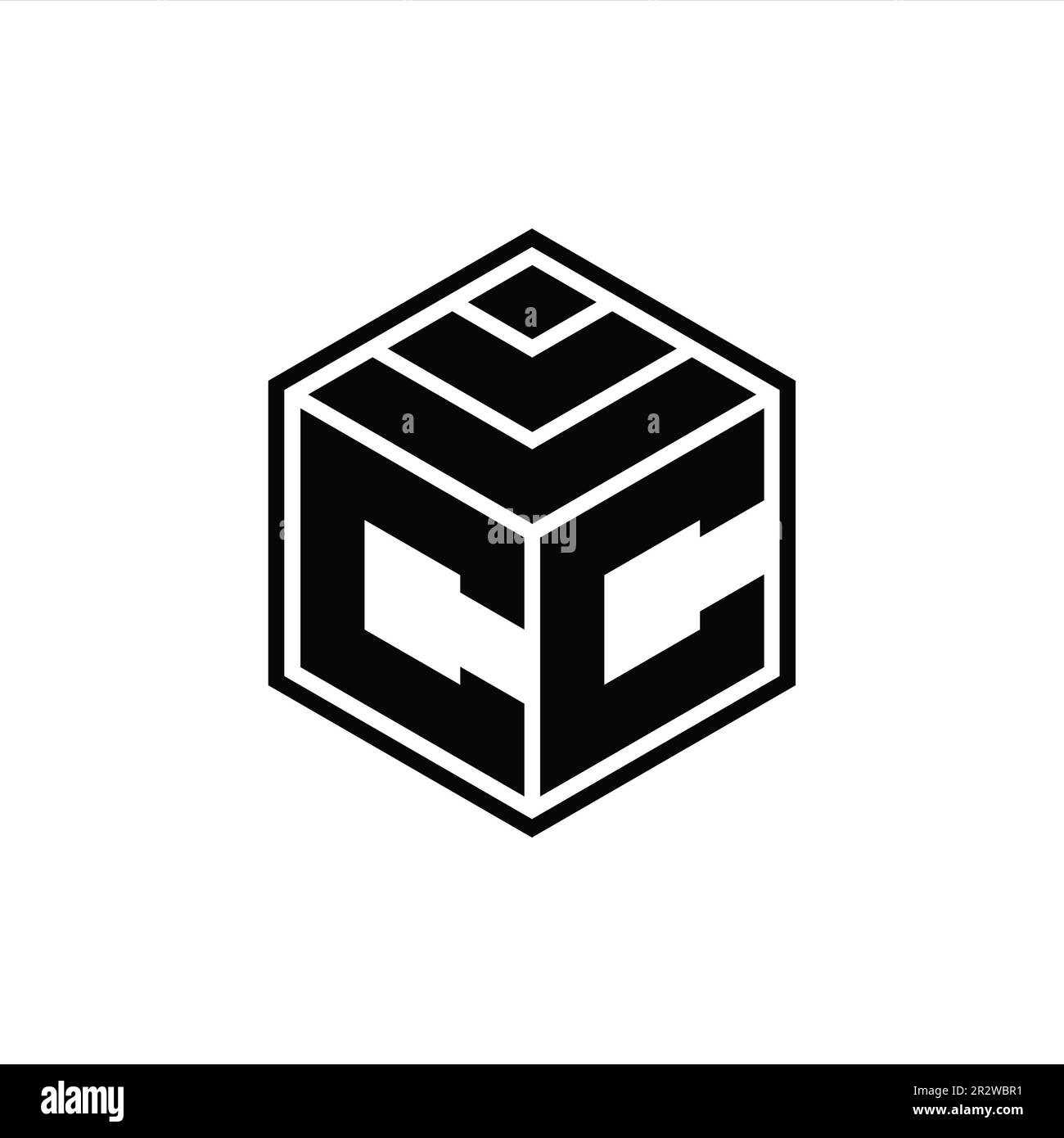 CC Logo monogram with hexagon geometric shape isolated outline design ...