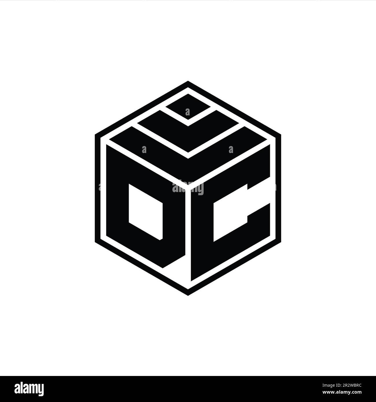 DC Logo monogram with hexagon geometric shape isolated outline design ...