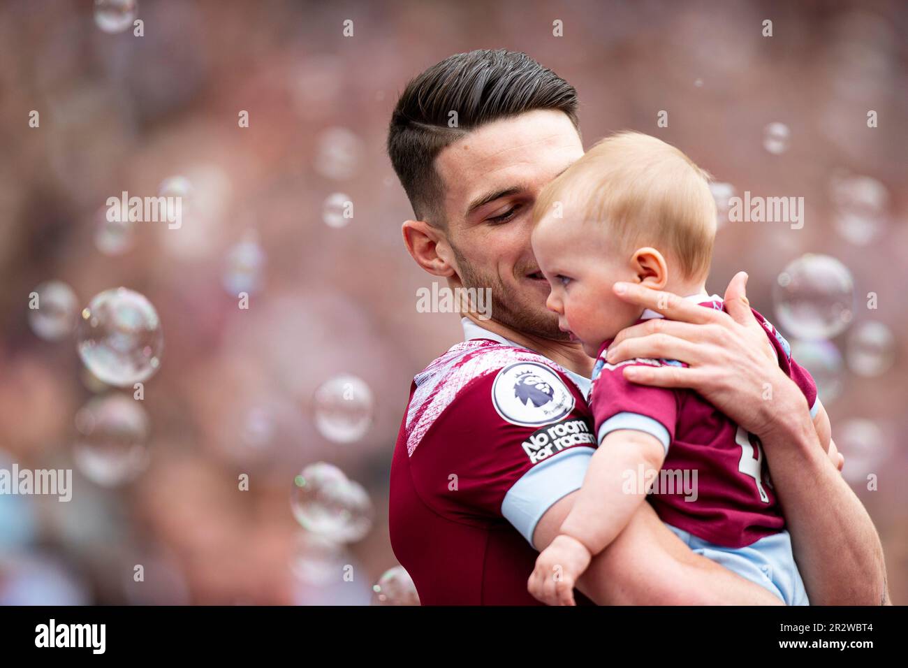 London, UK. 21st May, 2023. Declan Rice of West Ham United with his ...