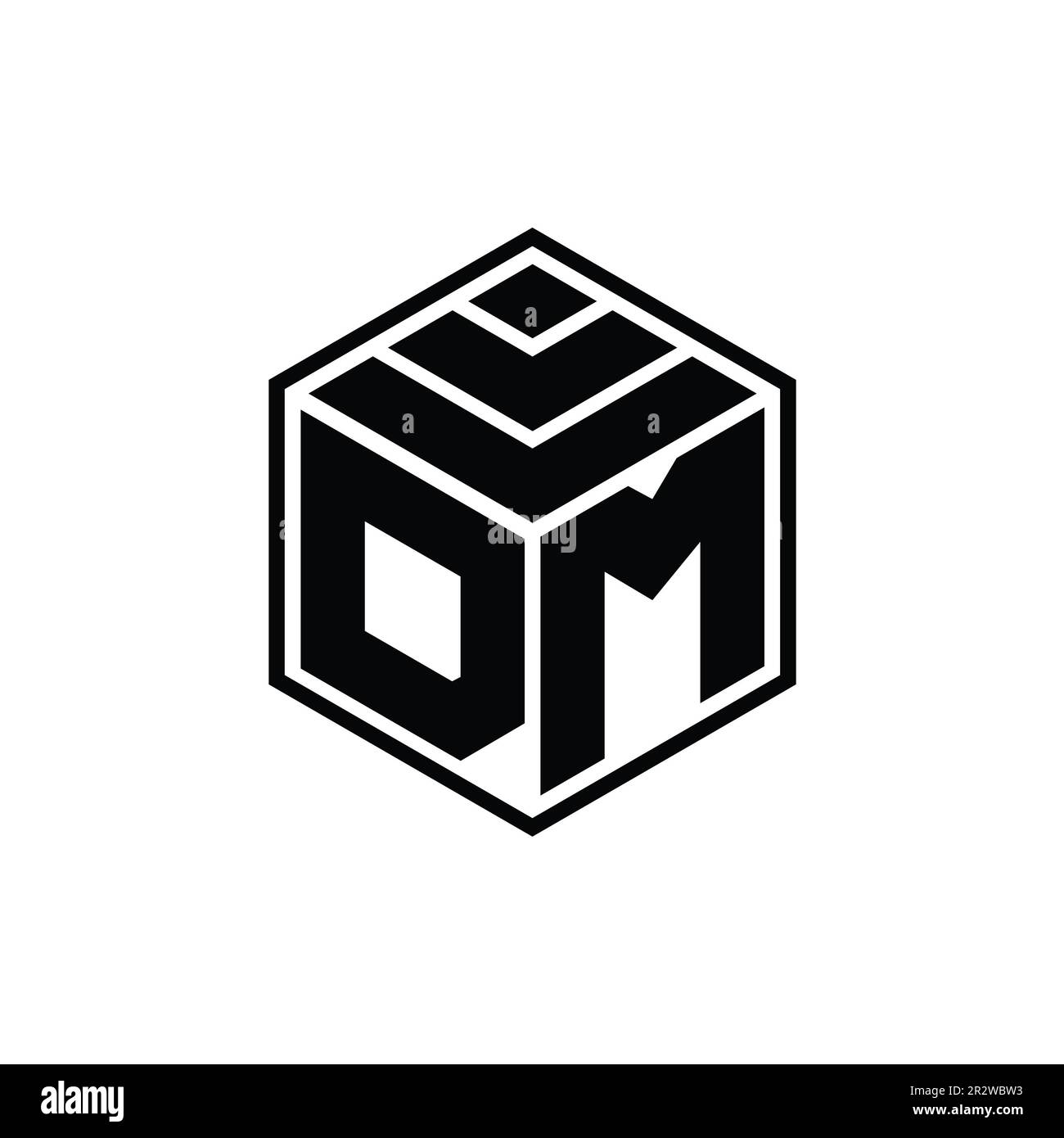 DM Logo monogram with hexagon geometric shape isolated outline design ...