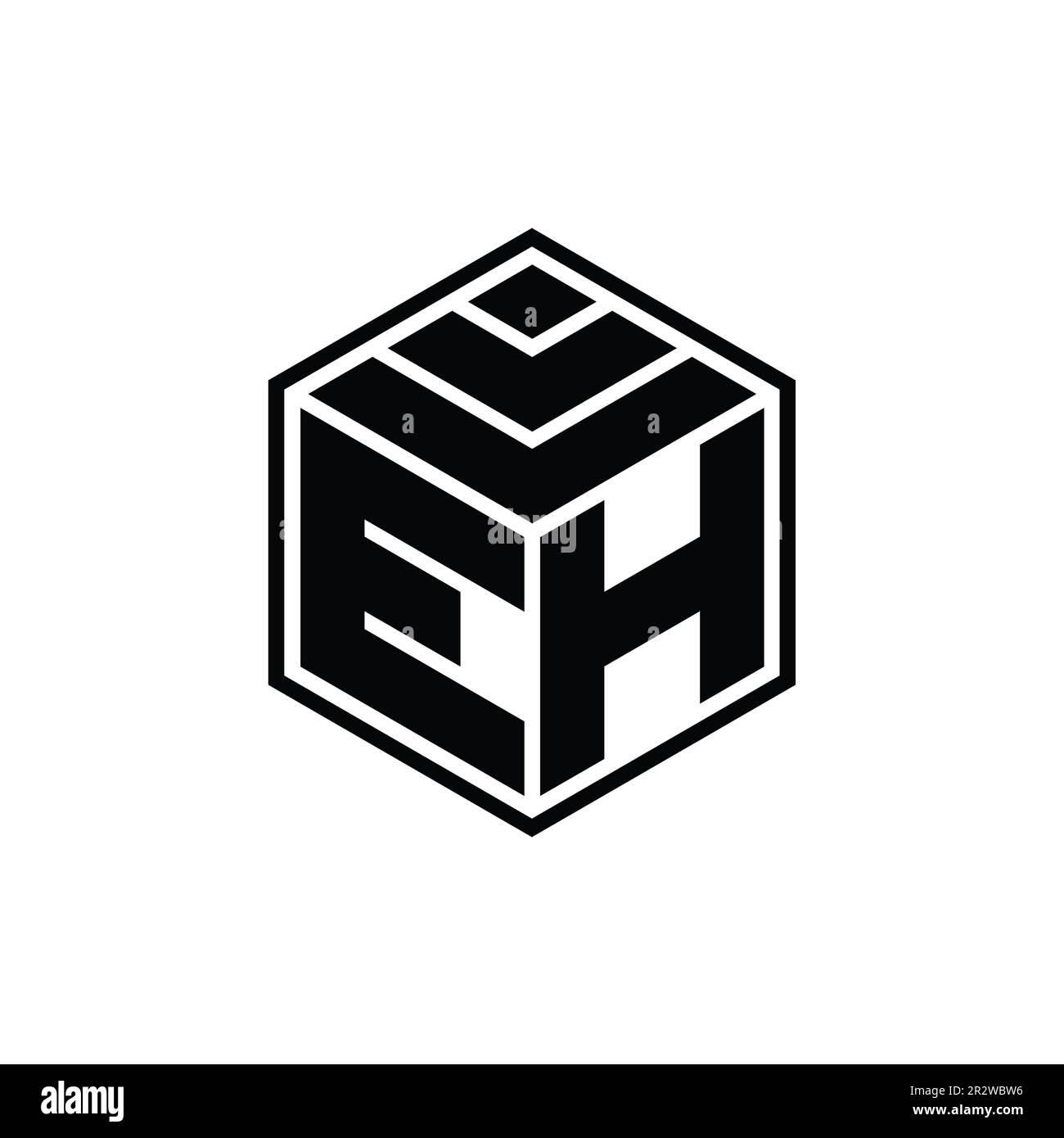 EH Logo monogram with hexagon geometric shape isolated outline design ...