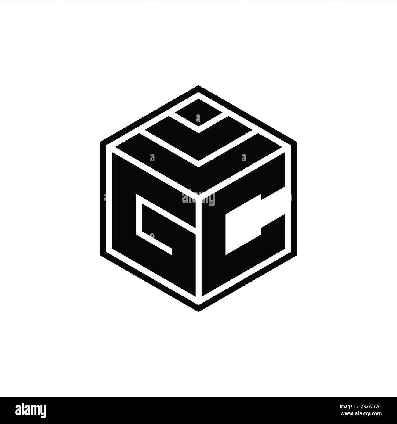 GC Logo monogram with hexagon geometric shape isolated outline design template Stock Photo - Alamy