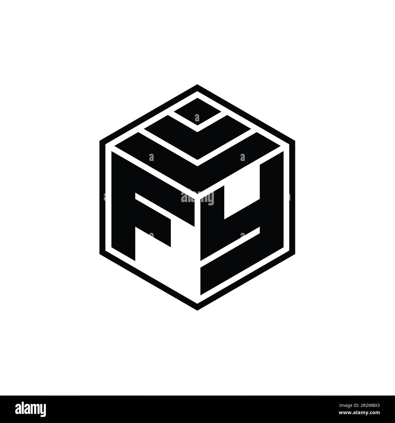 FY Logo monogram with hexagon geometric shape isolated outline design ...