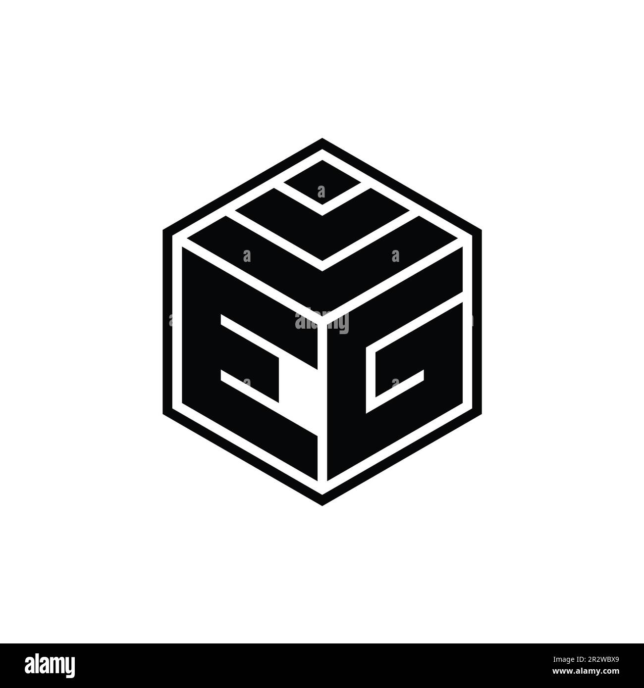 EG Logo monogram with hexagon geometric shape isolated outline design ...