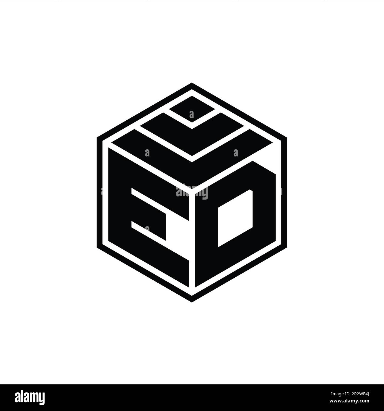 ED Logo monogram with hexagon geometric shape isolated outline design ...
