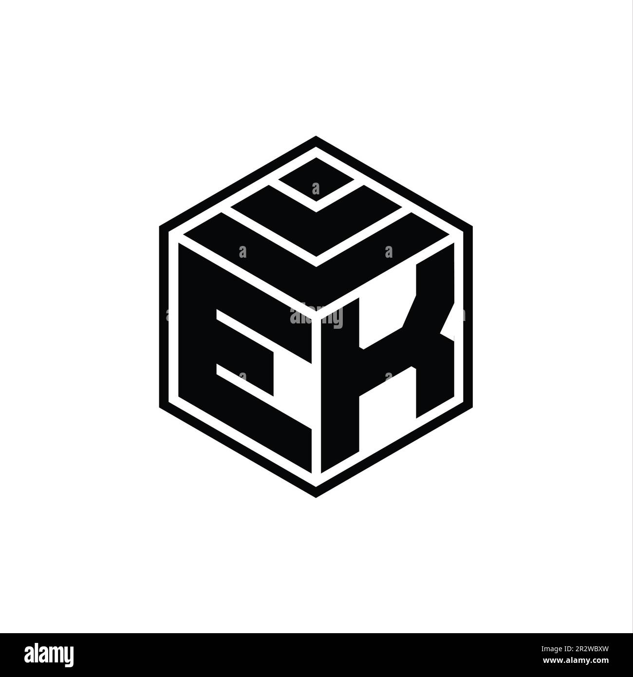 EK Logo monogram with hexagon geometric shape isolated outline design ...