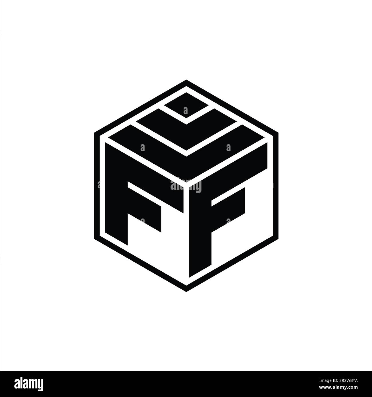 FF Logo monogram with hexagon geometric shape isolated outline design ...