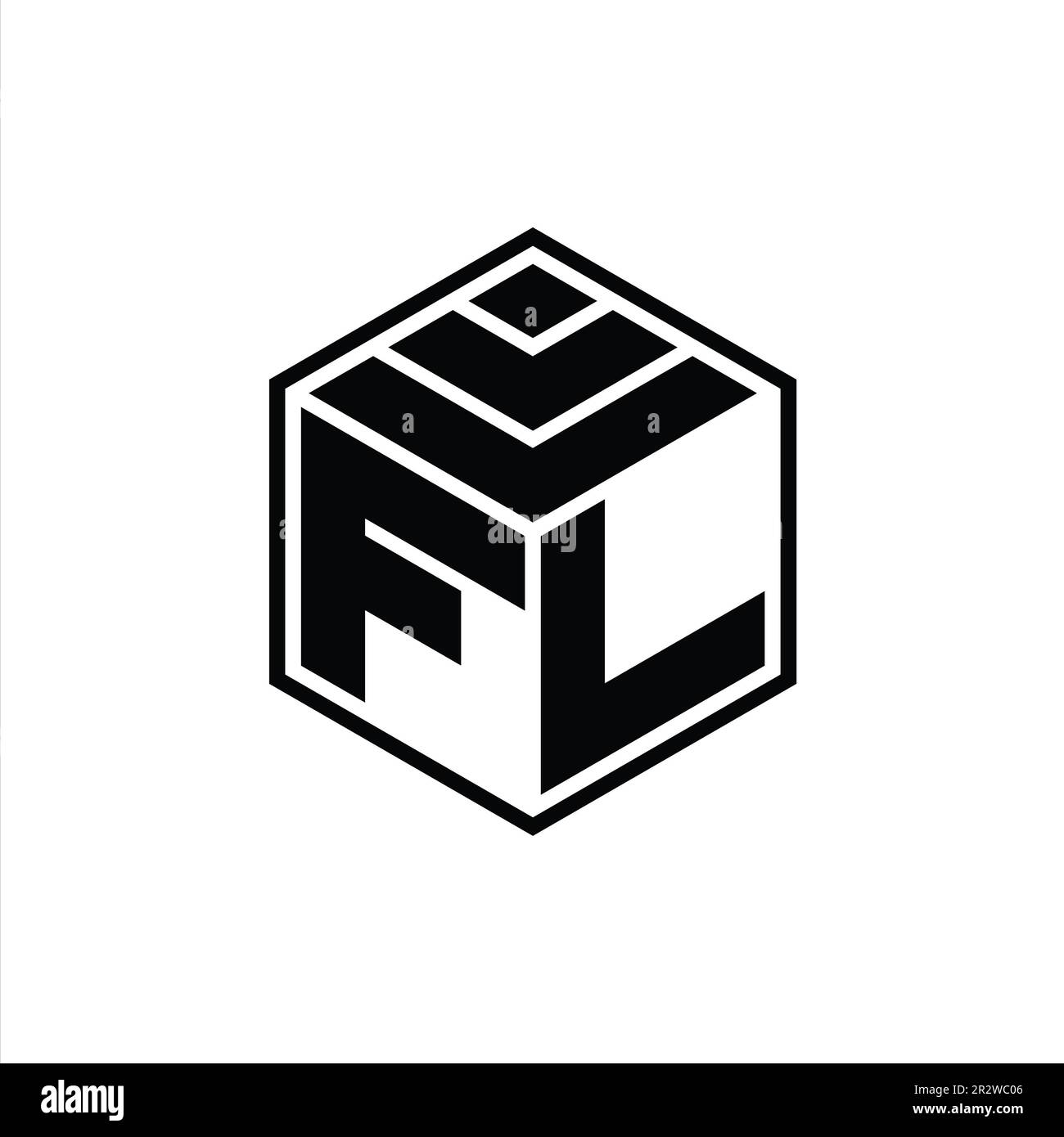FL Logo monogram with hexagon geometric shape isolated outline design ...