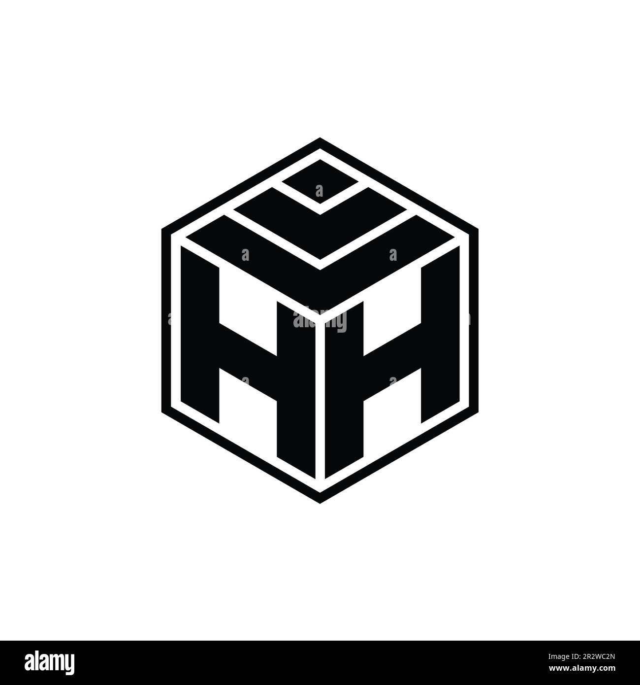 HH Logo monogram with hexagon geometric shape isolated outline design ...