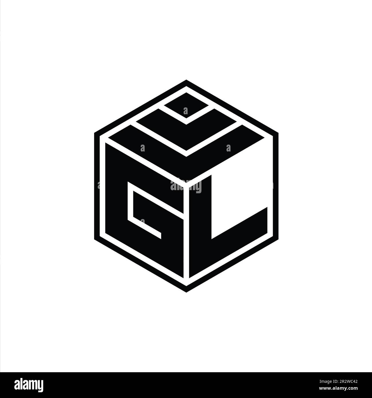 GL Logo monogram with hexagon geometric shape isolated outline design ...