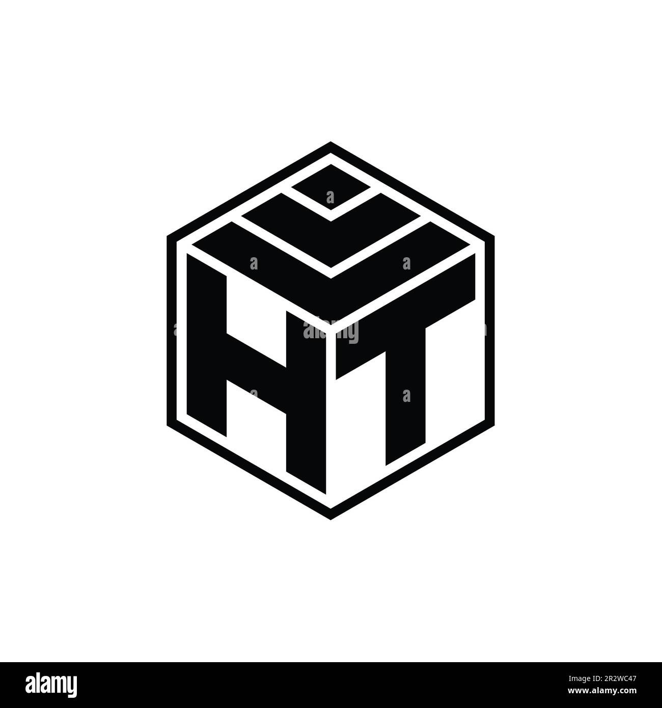 HT Logo monogram with hexagon geometric shape isolated outline design ...