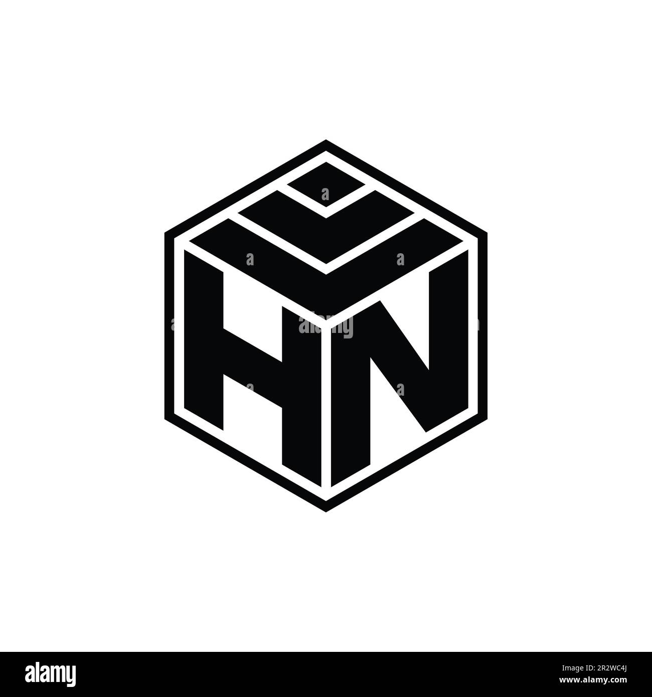 HN Logo monogram with hexagon geometric shape isolated outline design ...