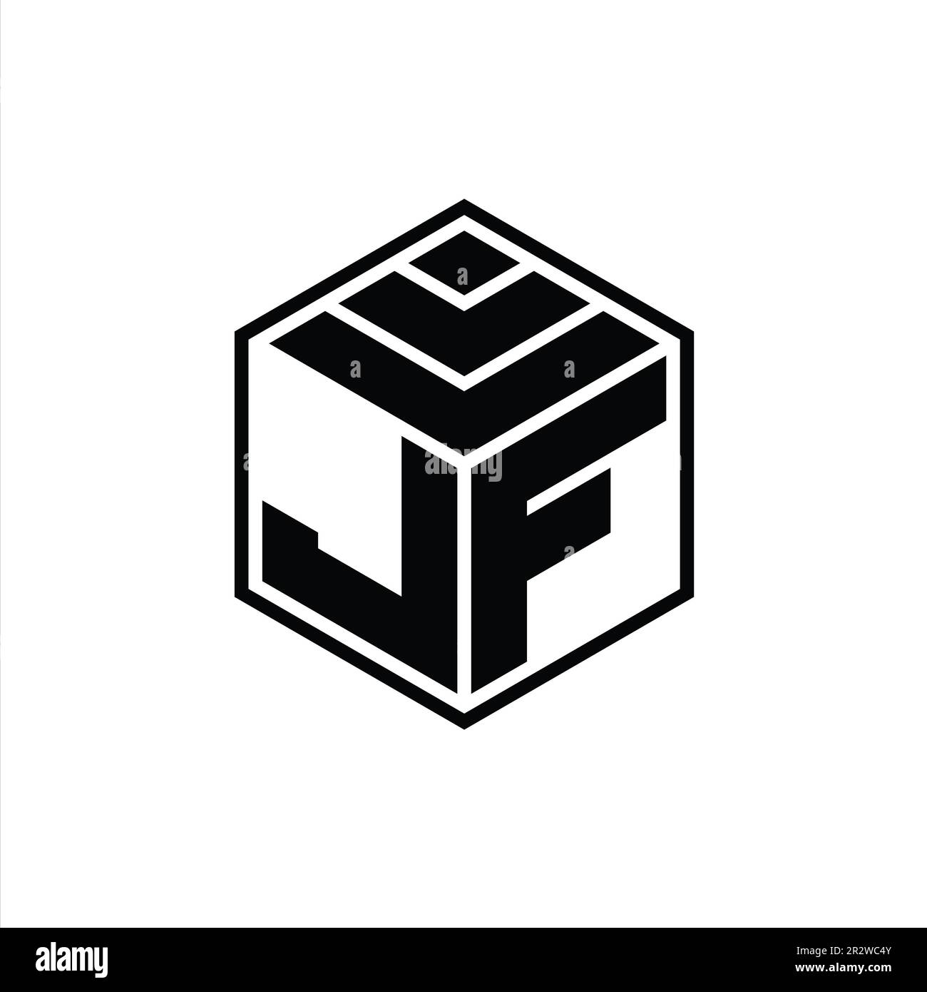 JF Logo monogram with hexagon geometric shape isolated outline design template Stock Photo - Alamy