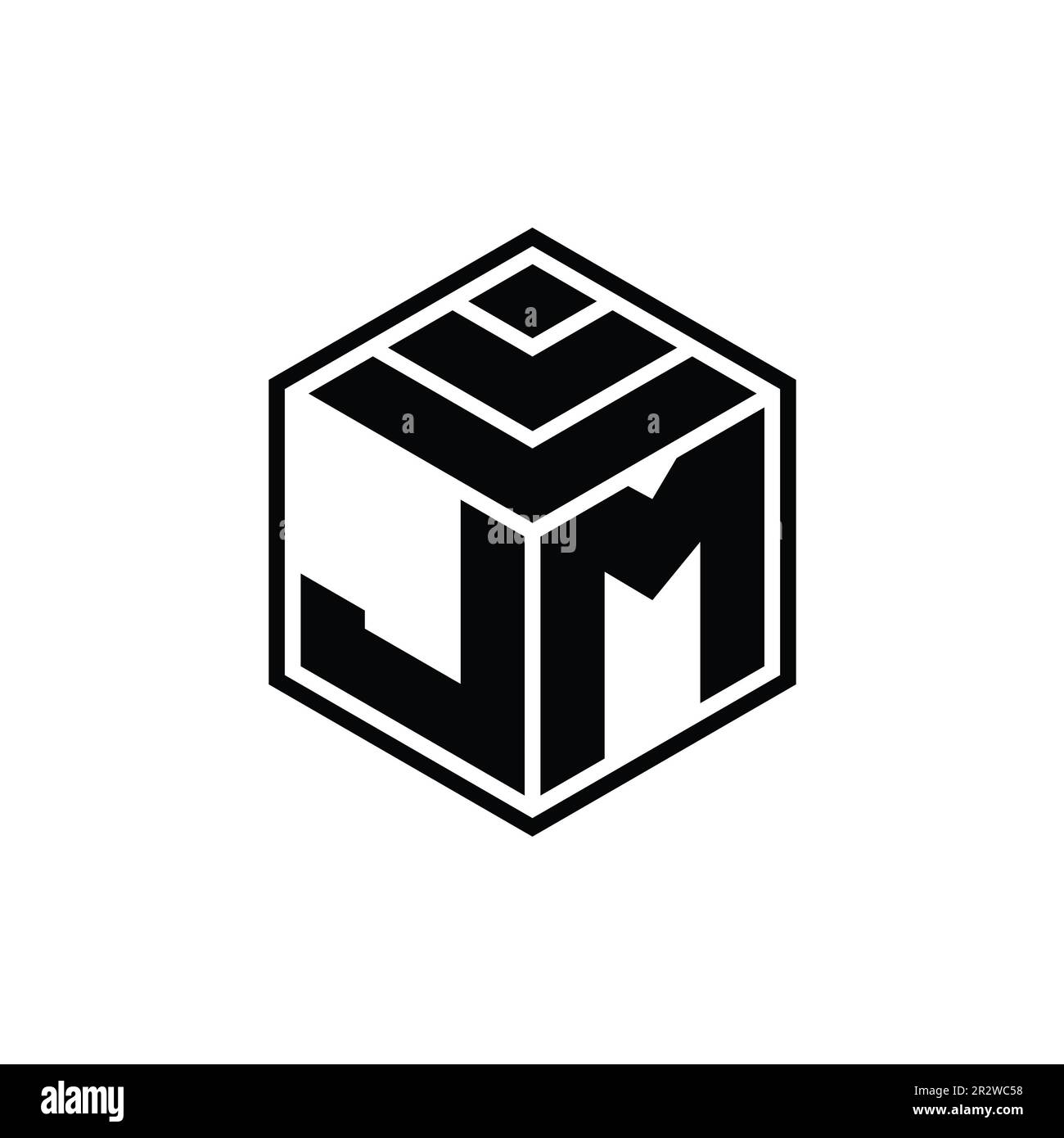 JM Logo monogram with hexagon geometric shape isolated outline design ...
