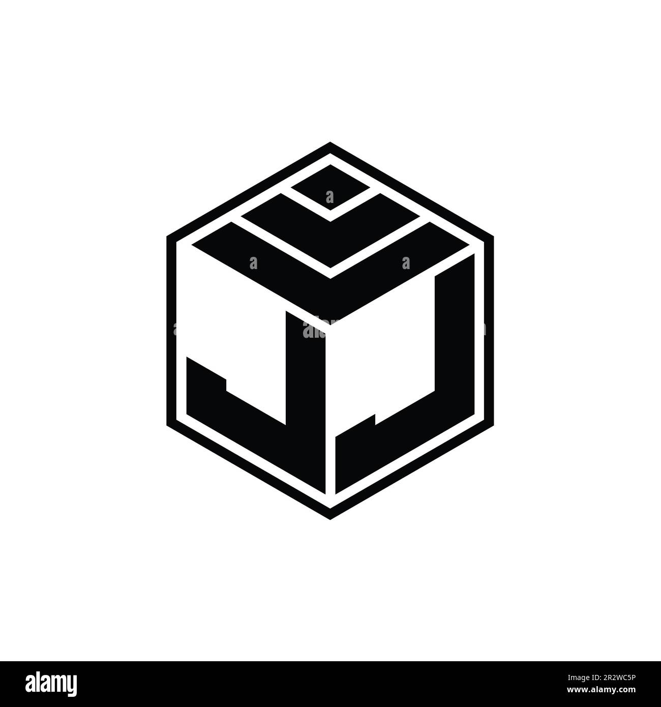 JJ Logo monogram with hexagon geometric shape isolated outline design template Stock Photo - Alamy