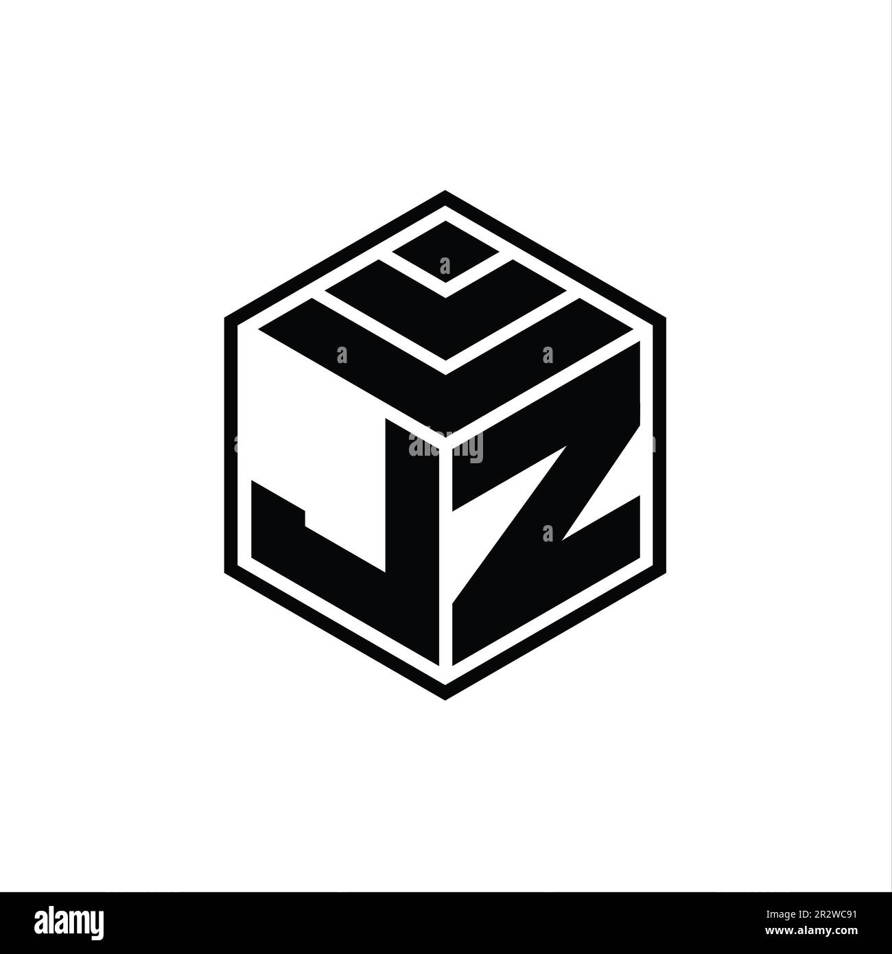 JZ Logo monogram with hexagon geometric shape isolated outline design ...