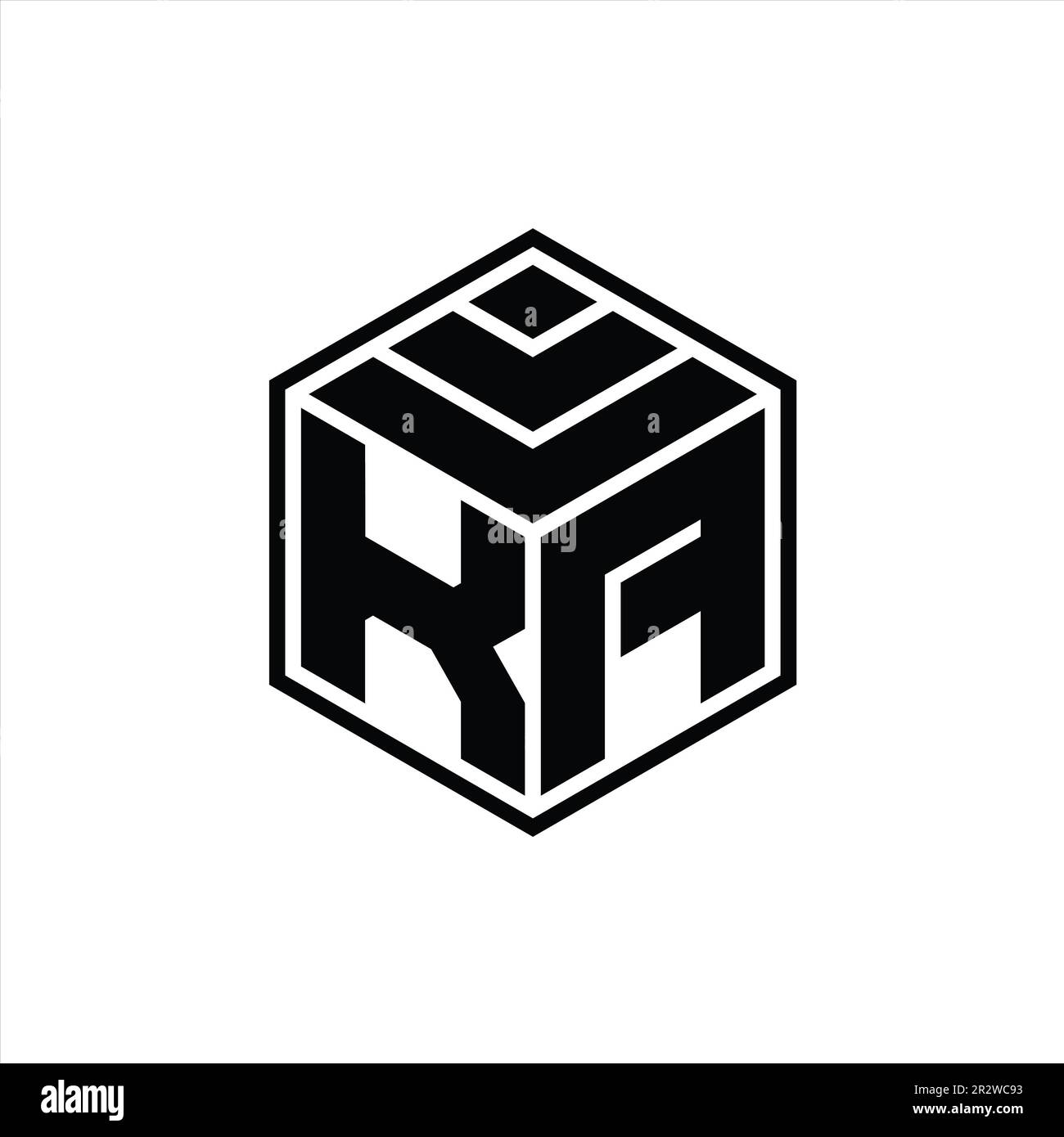 KA Logo monogram with hexagon geometric shape isolated outline design ...