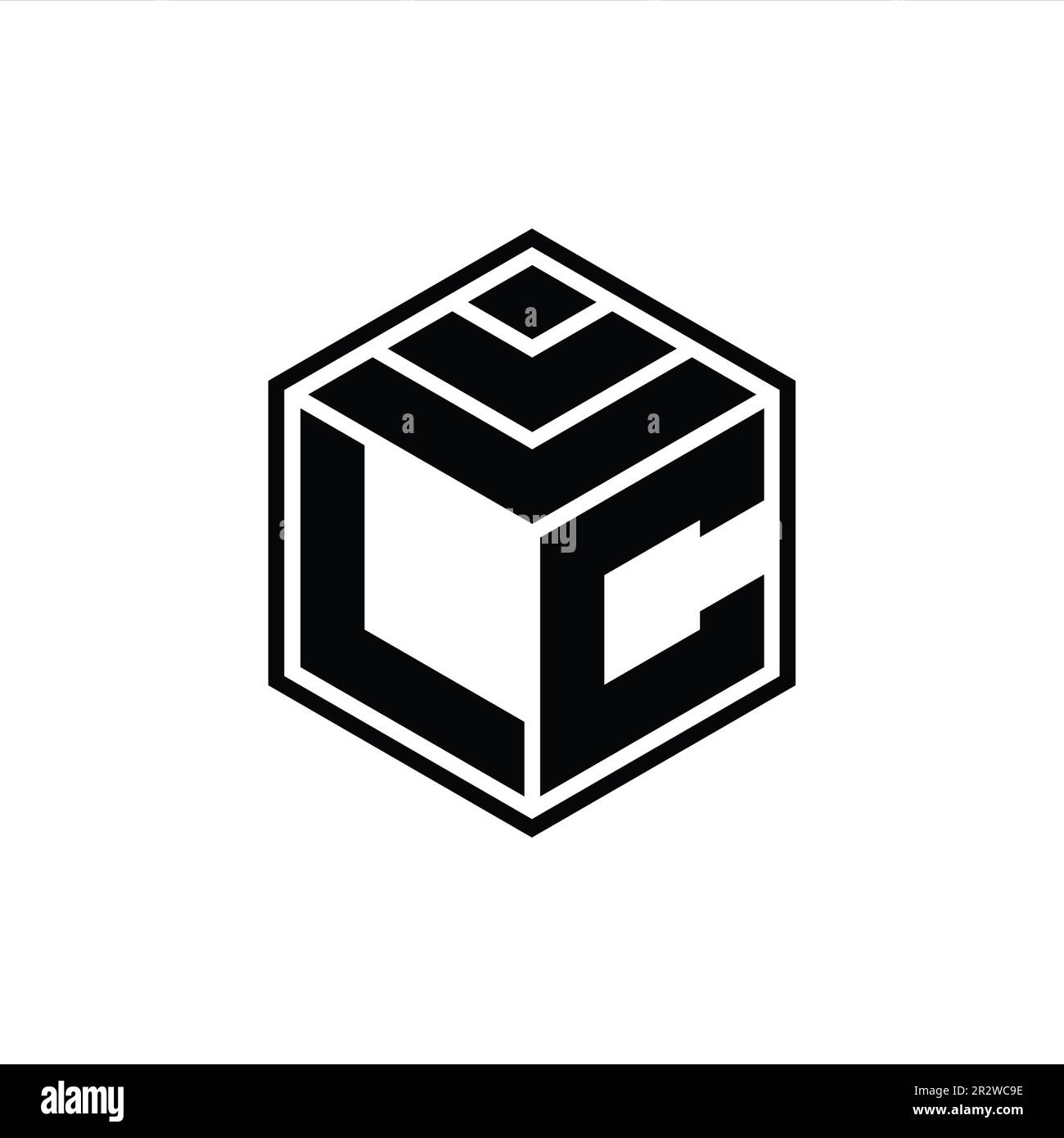 LC Logo monogram with hexagon geometric shape isolated outline design ...