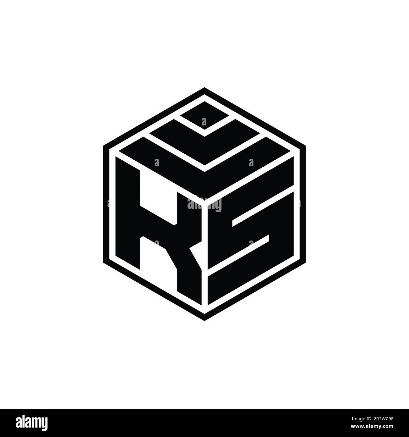 KS Logo monogram with hexagon geometric shape isolated outline design ...