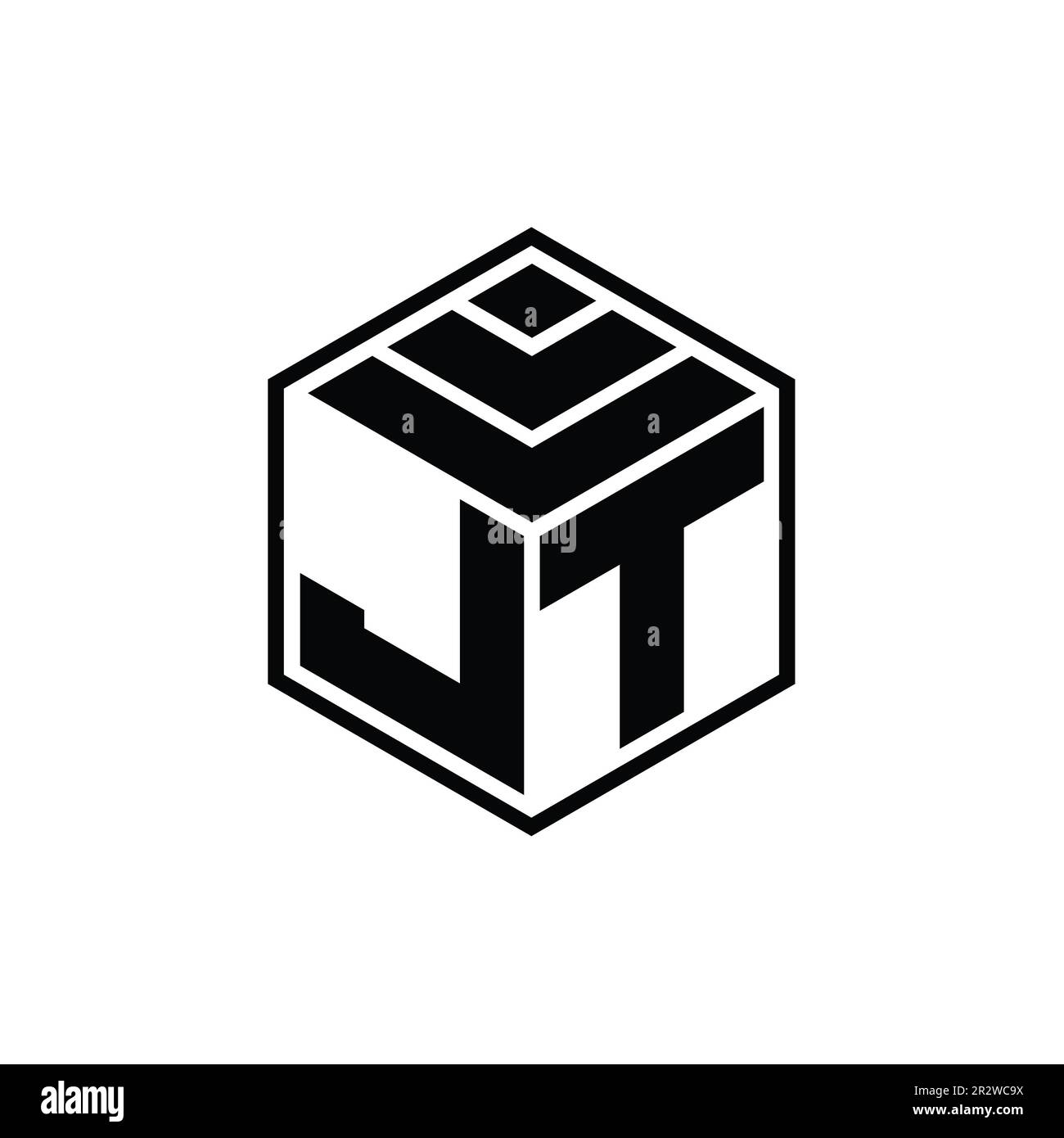 JT Logo monogram with hexagon geometric shape isolated outline design ...
